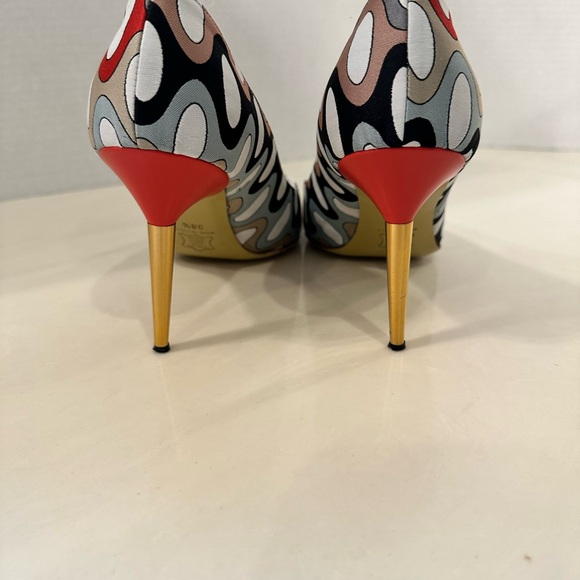 Emilio Pucci | Shoes | Emilio Pucci Red And Gray Polka Dot Heels | Poshmark